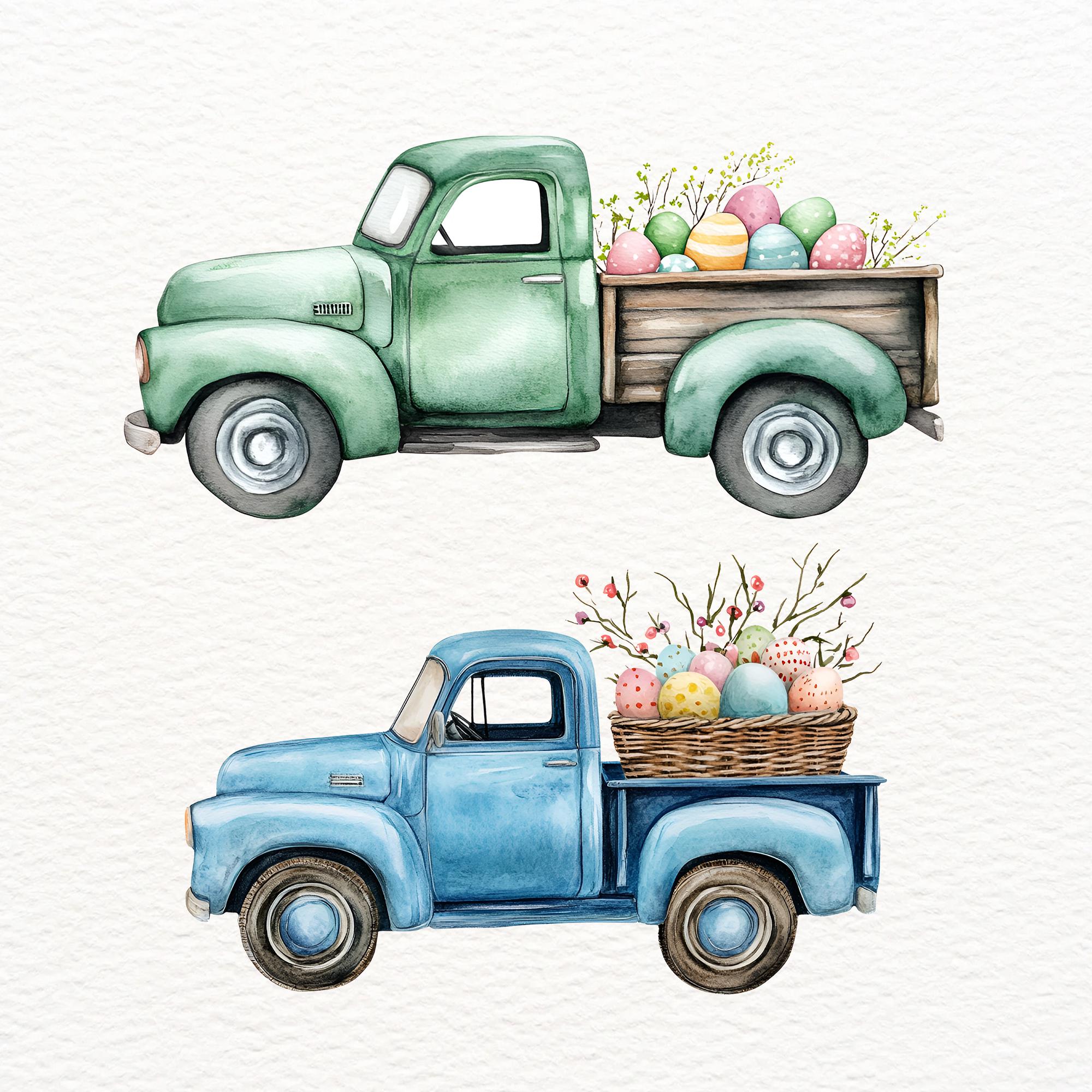 Easter Truck Clipart: Vintage Farm Truck PNG Images (commercial Use) - Etsy