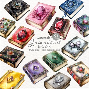 Jeweled Book Clipart: Vintage Bookstack Images (instant Download) - Etsy
