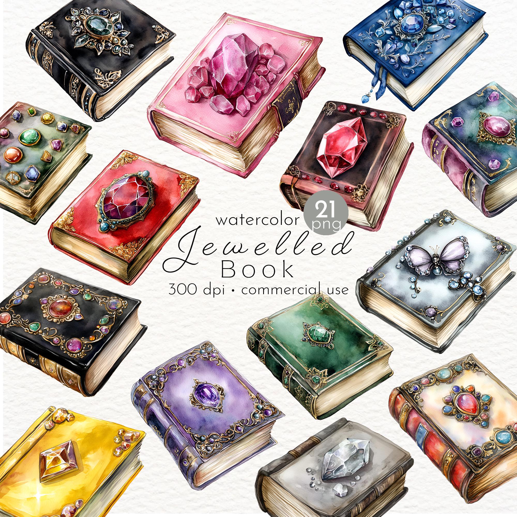 Jeweled Book Clipart: Vintage Bookstack Images (instant Download) - Etsy