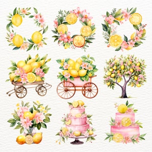 Pink Lemon Clipart Bundle, Images of Refreshing Summer Lemon Delights ...