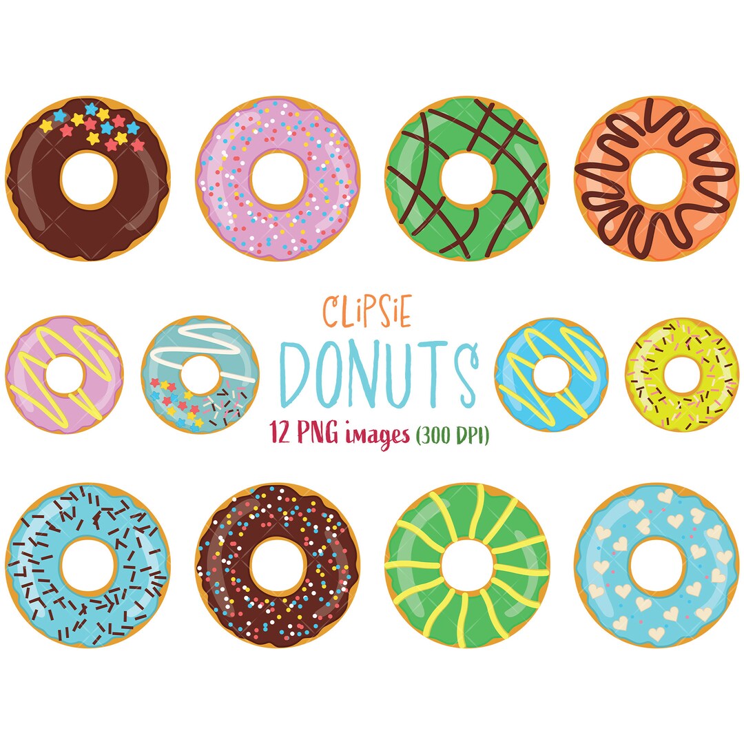 Donuts Clipart, Set of Donuts, Doughnuts, Cute Donuts, Donuts Clip Art ...
