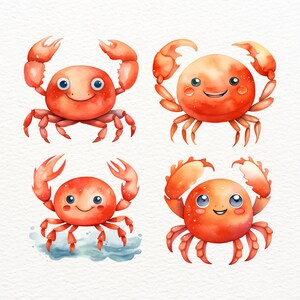 Cute Smiling Crab Clipart, Undersea Graphic, Sea Nursery, Underwater ...