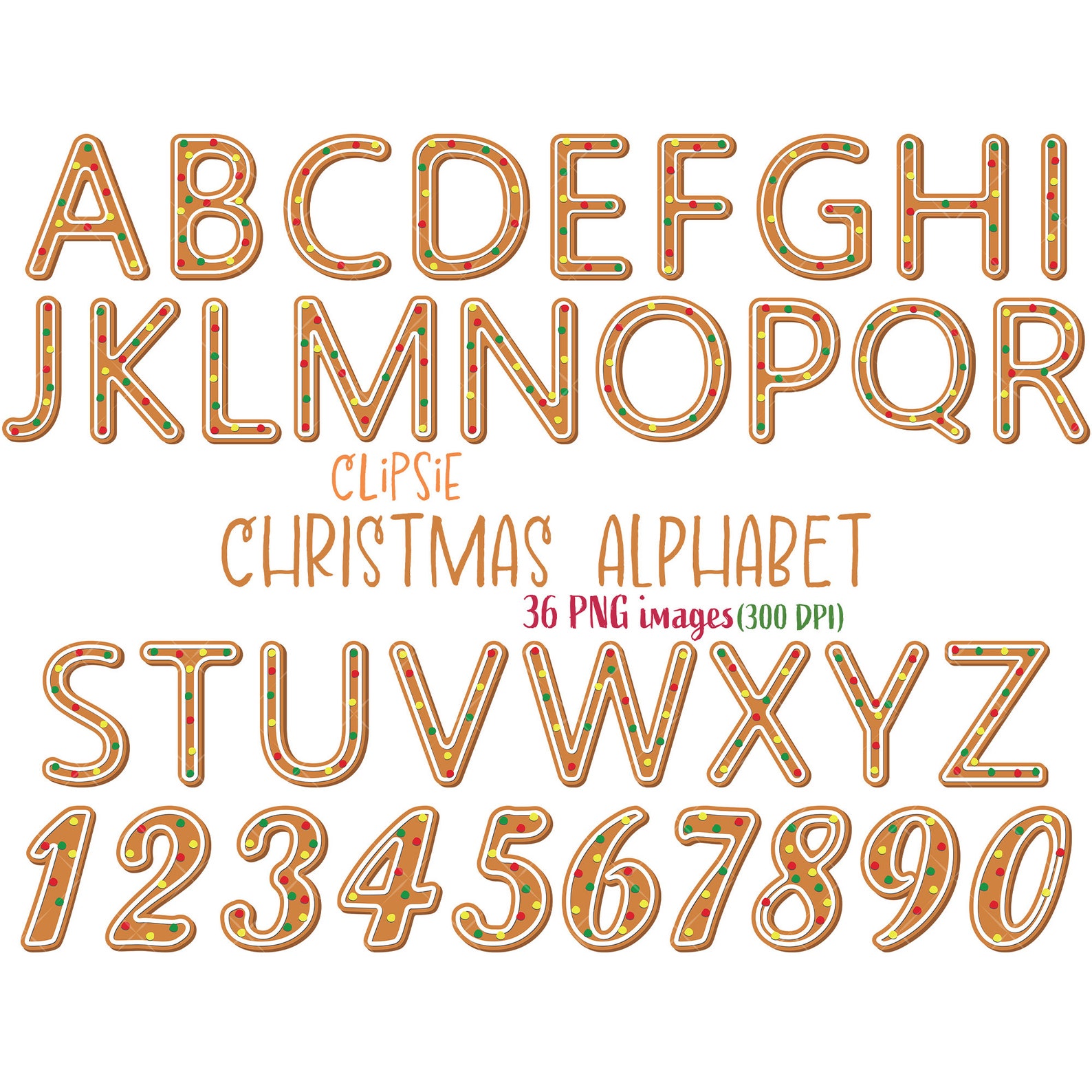 Christmas Alphabet Clipart Set, Christmas Numbers Clip Art Set ...