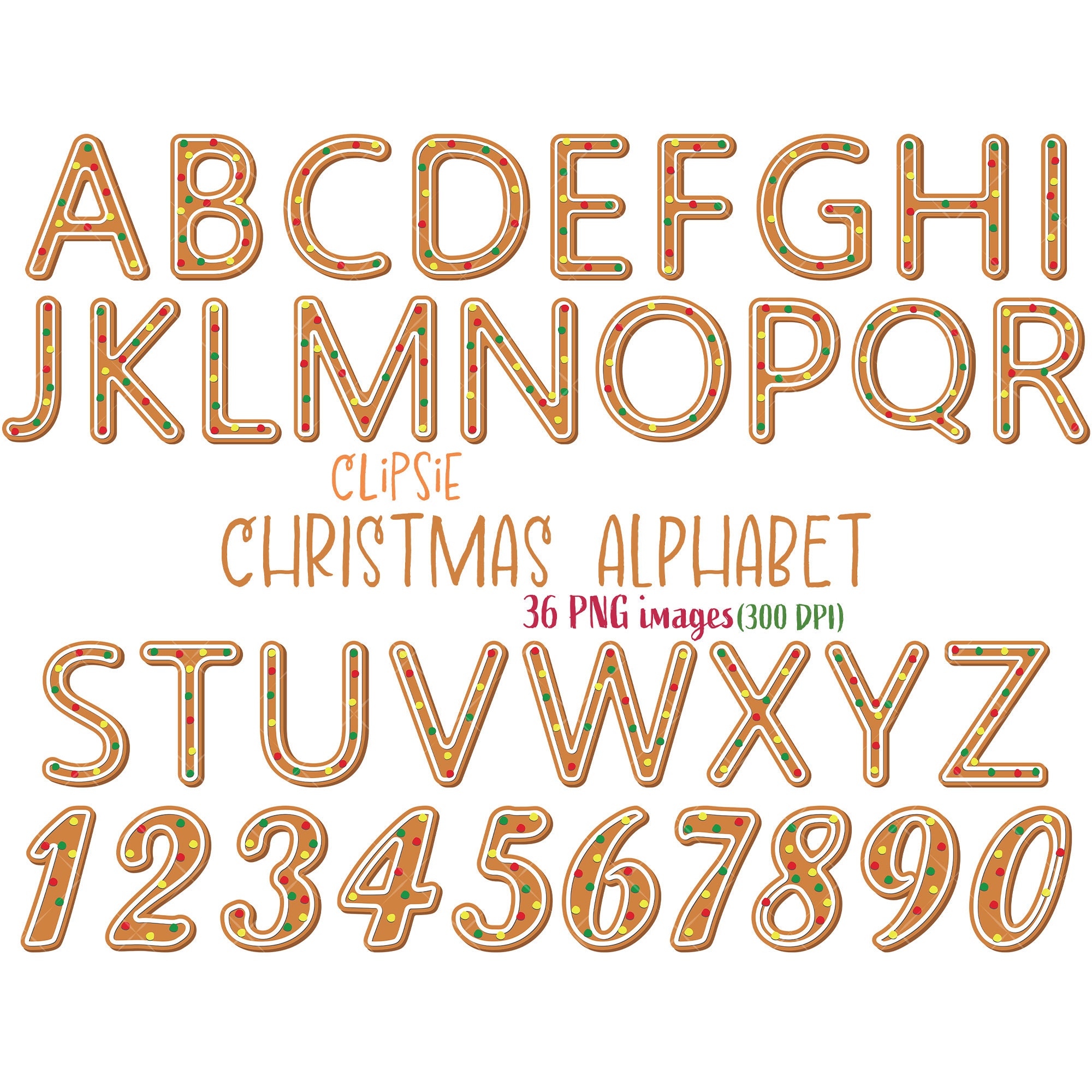 Christmas Alphabet Clipart Set, Christmas Numbers Clip Art Set ...