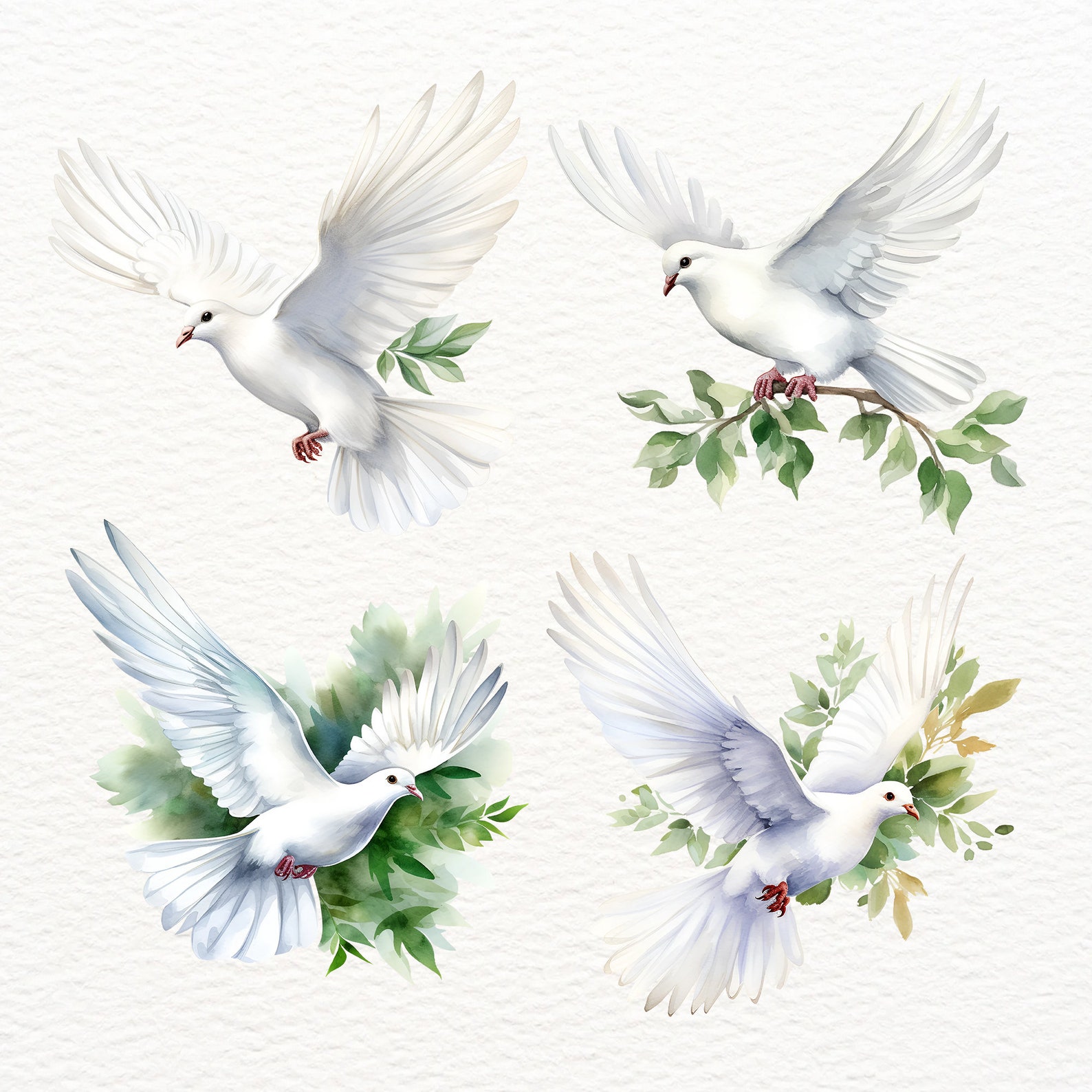 White Dove Clipart, Bird Clip Art, Flying Doves, Watercolor Dove ...