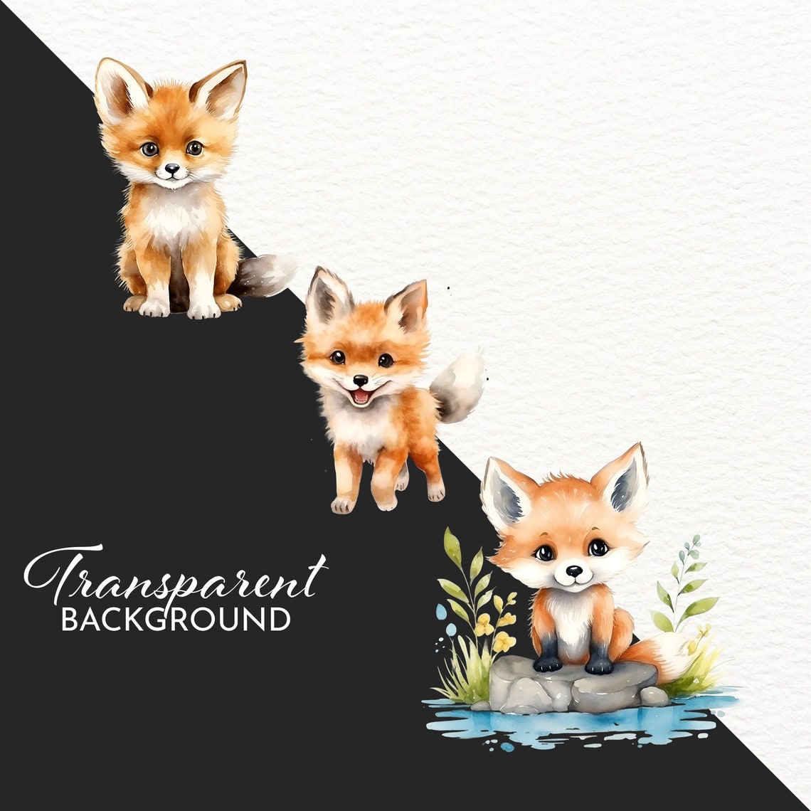 Cute Baby Fox Clipart, Watercolor Fox, Baby Shower Clipart, Baby Fox ...