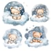 Watercolor Sleeping Teddy Bear Clipart, Sleeping Teddy Bears, Baby ...