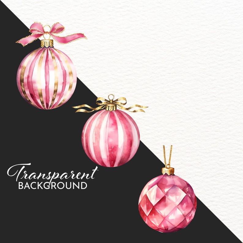 Pink Christmas Baubles Clipart: Ornament PNG Images (commercial Use) - Etsy