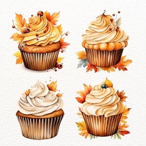 Autumn Cupcake Clipart, Wedding Card Cupcake, Dessert Clipart ...