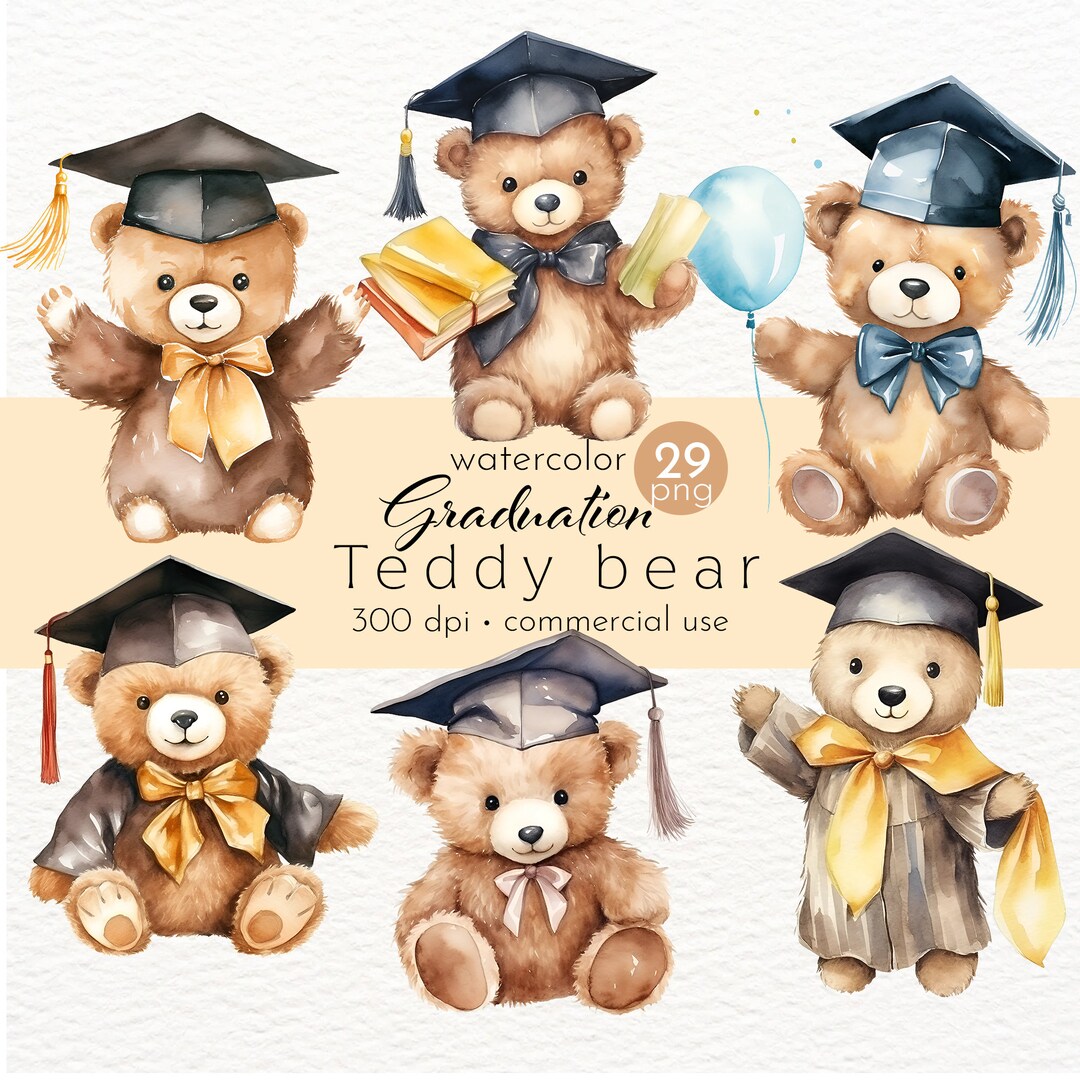 Graduation Teddy Bear Clipart, Cute Teddy Bear, School Kids Clipart ...