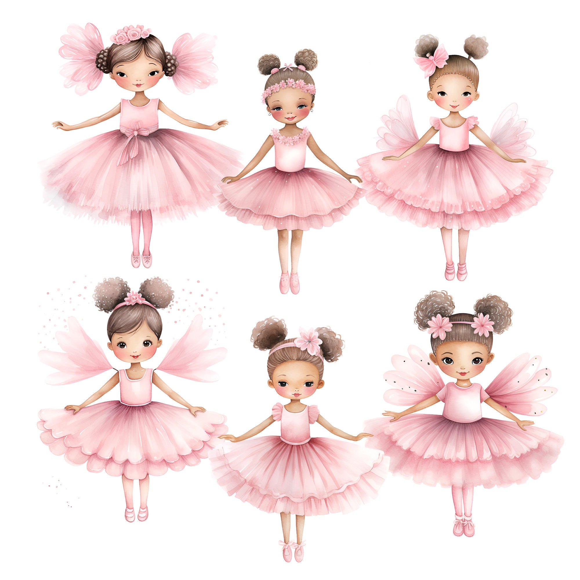 Cute Pink Ballerina Clipart, Pink Dress Clip Art, Cute Watercolor ...