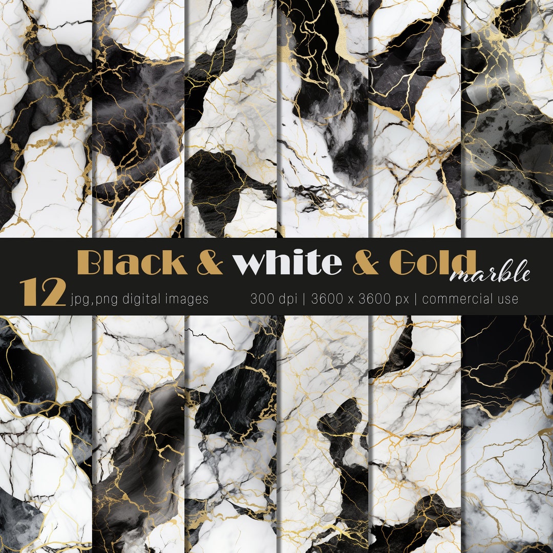 Black and White Marble Digital Paper: Seamless Scrapbook Backgrounds ...