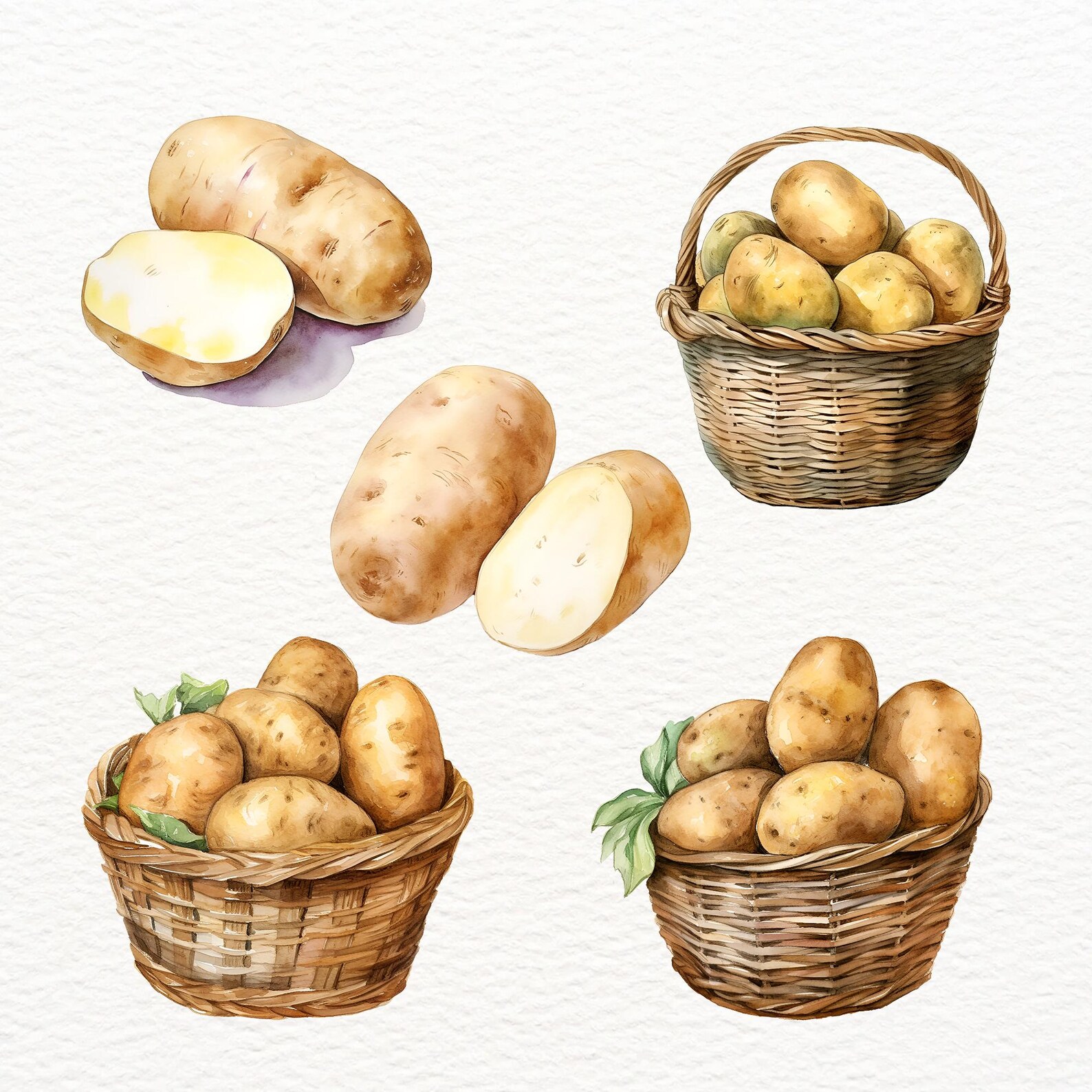 Watercolor Potato Clipart: PNG Vegetable Bundle (commercial Use) - Etsy