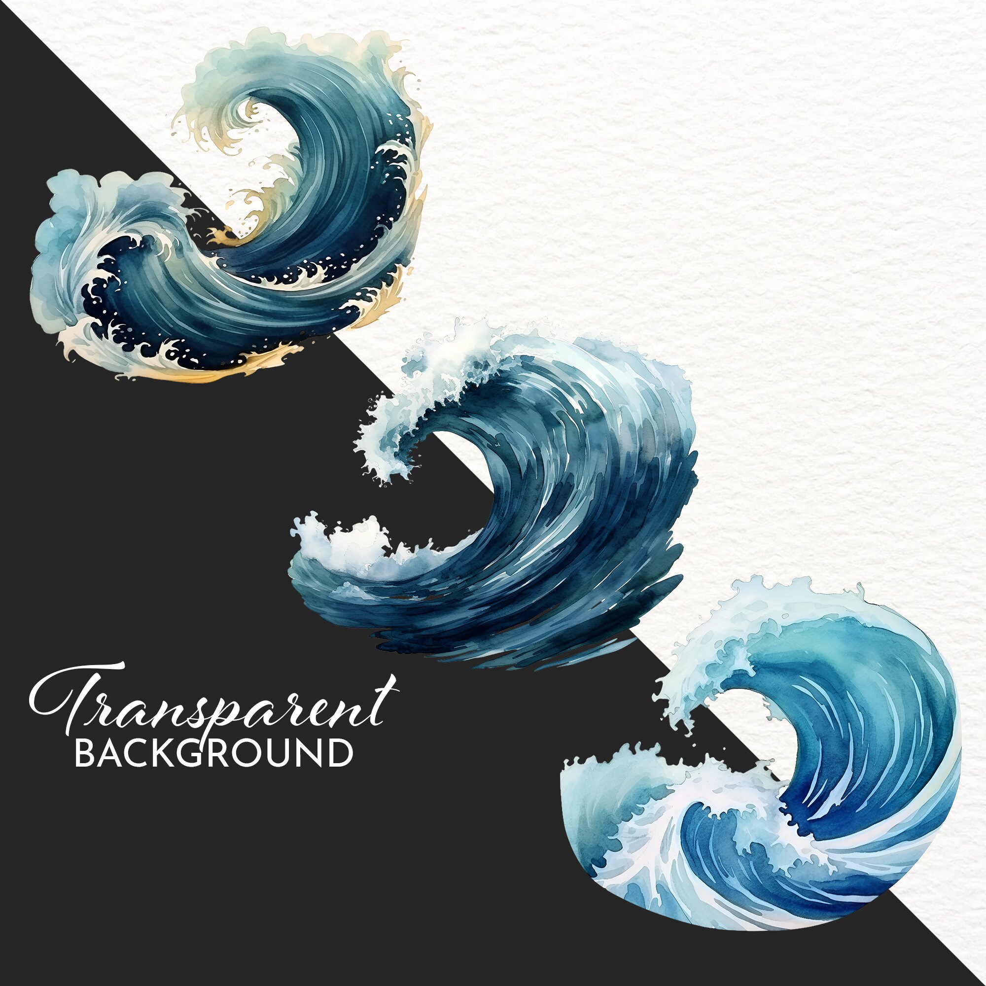 Ocean Wave Clipart, Watercolor Ocean, Nautical Clipart, Sea Waves ...