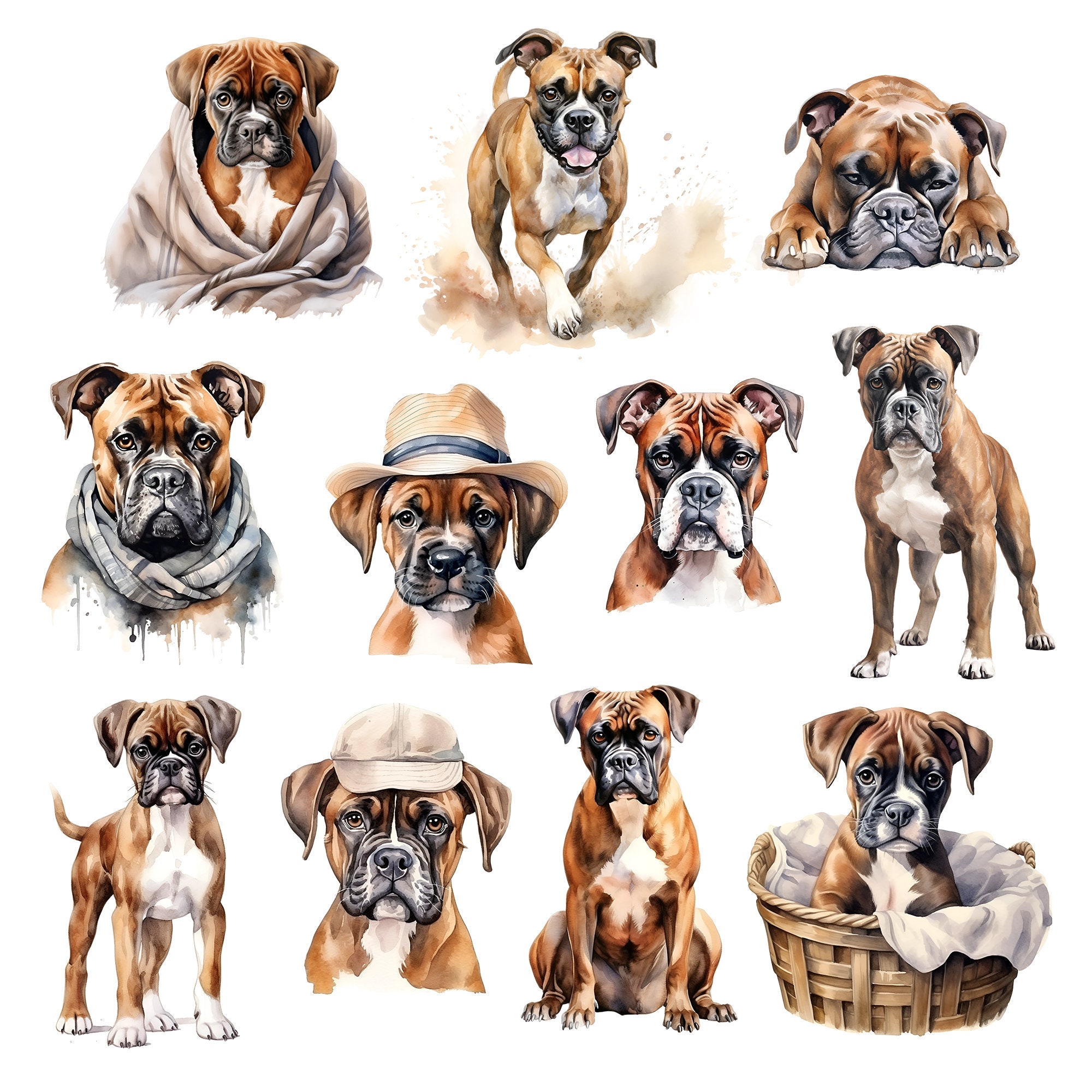 Boxer Clip Art Digital Download for Dog Lovers Pet Clipart - Etsy