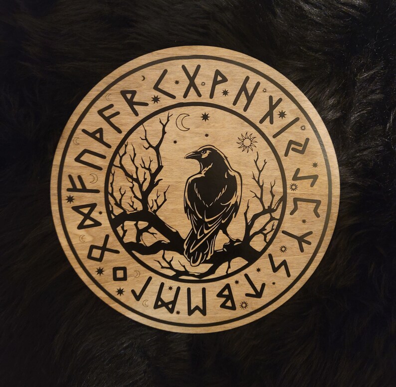 Raven Rune Casting Board/ Rune Decor/ Divination/ Rune Magic/ Elder ...