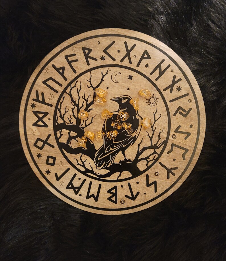 Raven Rune Casting Board/ Rune Decor/ Divination/ Rune Magic/ Elder ...