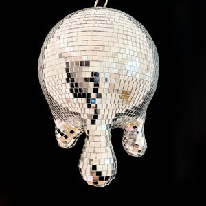 Melting Drippy Disco Ball Silver Pot Mirrored Melted Designs Metallic ...