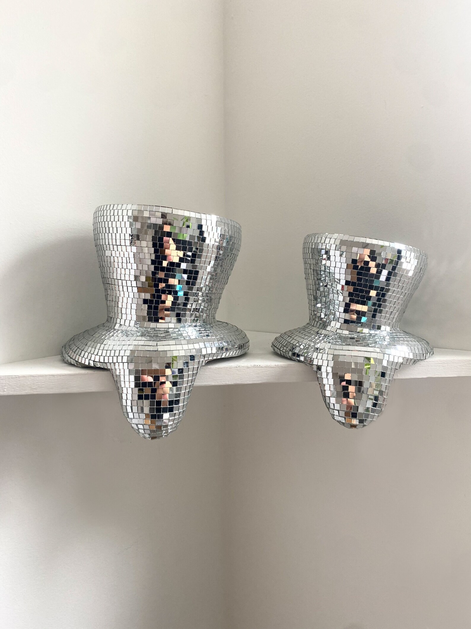 Melting Disco Ball Drippy Planter Pot Mirrored Melted Designs Metallic ...