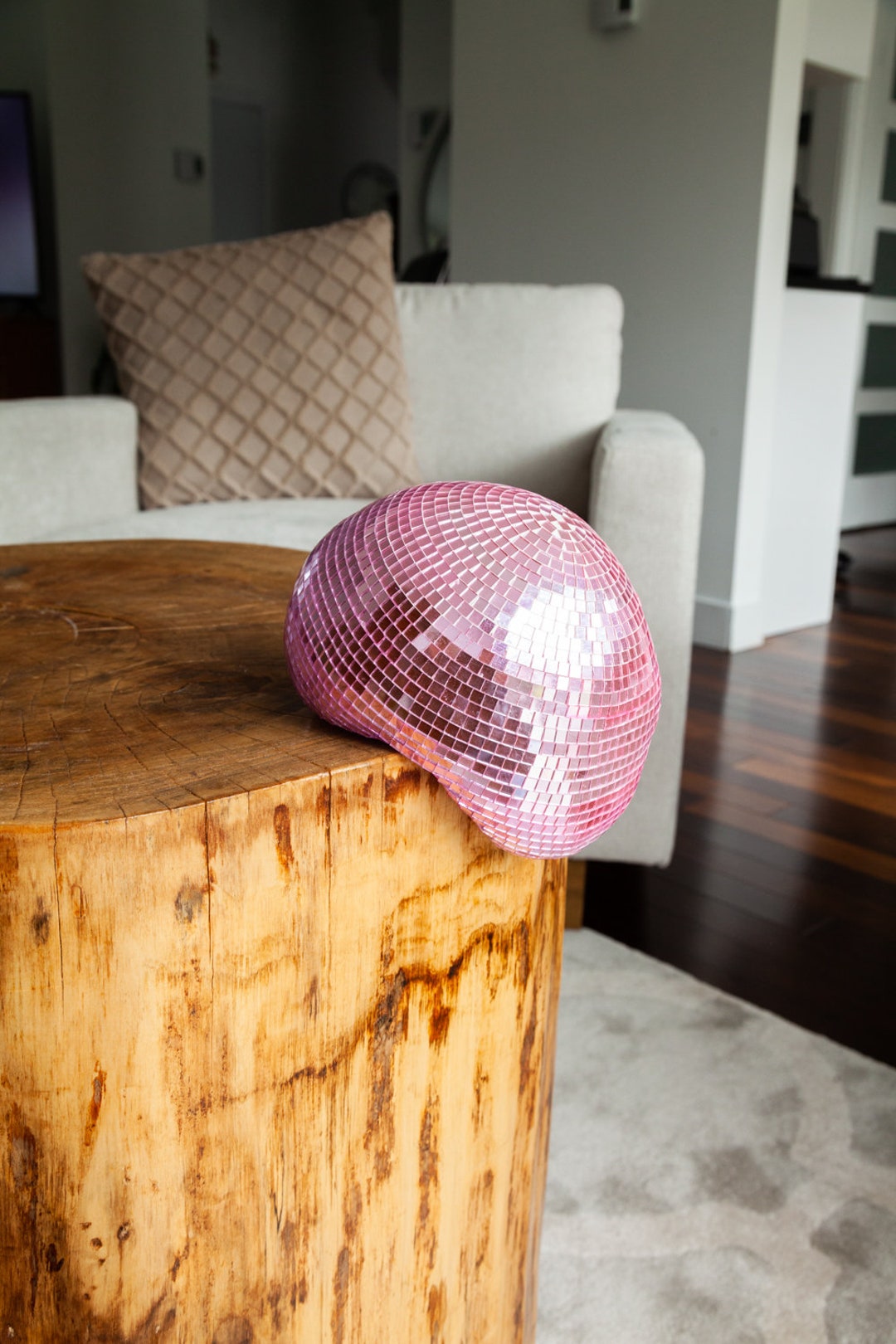 Pink Melting Disco Ball, Mirrored Melted Designs, Metallic Home Decor ...