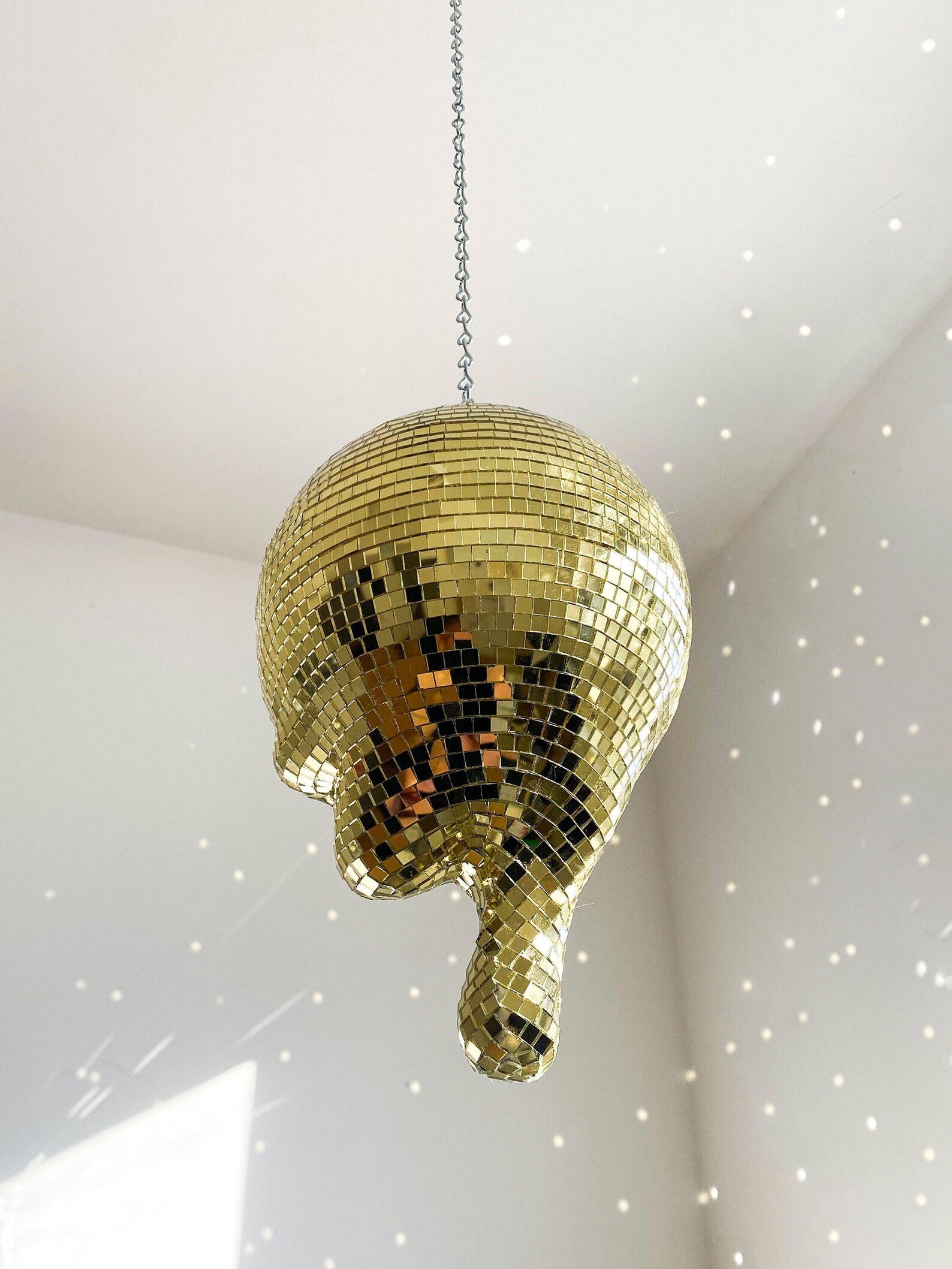 Melting Drippy Disco Ball,l Gold Mirrored Melted Designs Metallic, Home ...