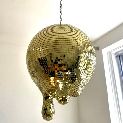 Melting Drippy Disco Ball Gold Pot Mirrored Melted Designs - Etsy