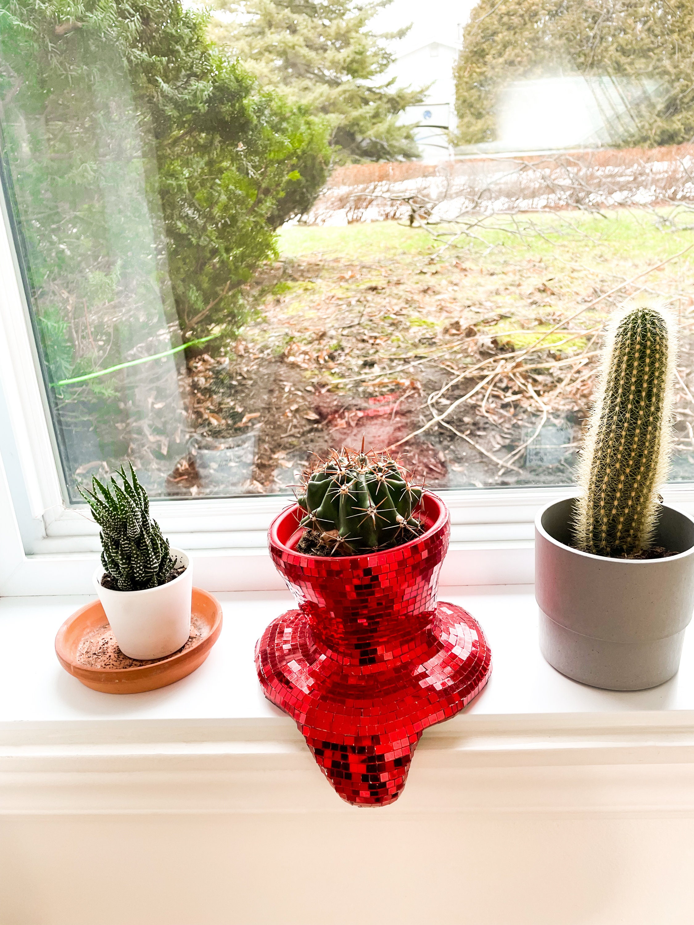 Melting Disco Ball Drippy Planter Pot Mirrored Melted Designs Metallic ...