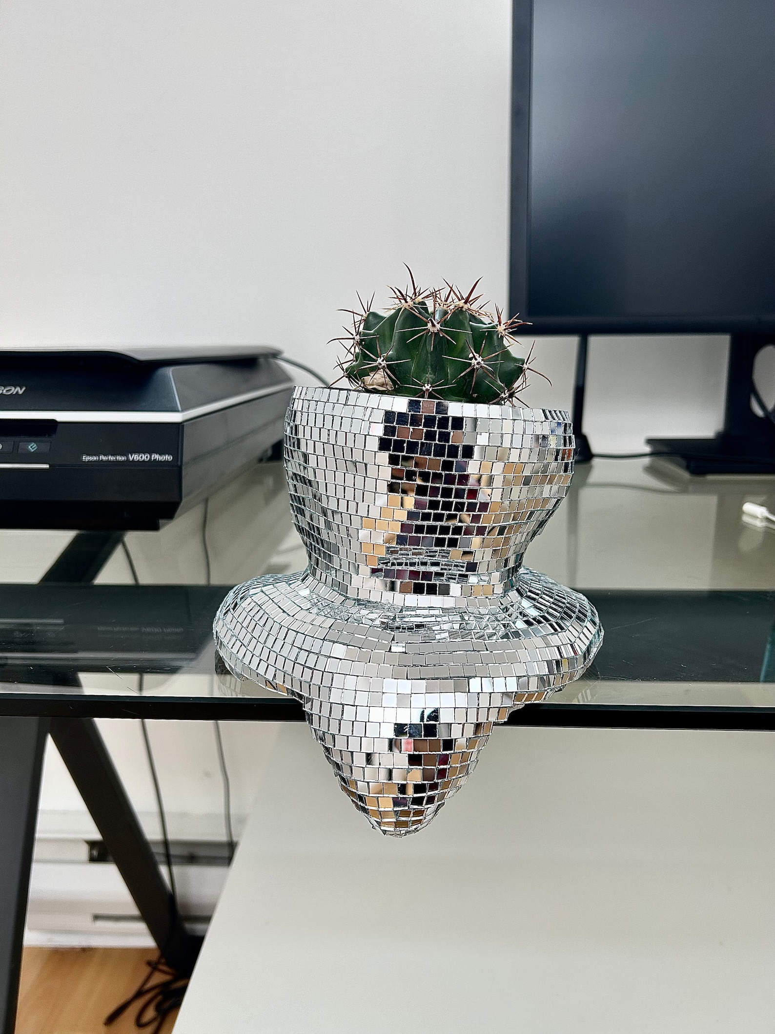 Melting Disco Ball Drippy Planter Pot Mirrored Melted Designs Metallic ...
