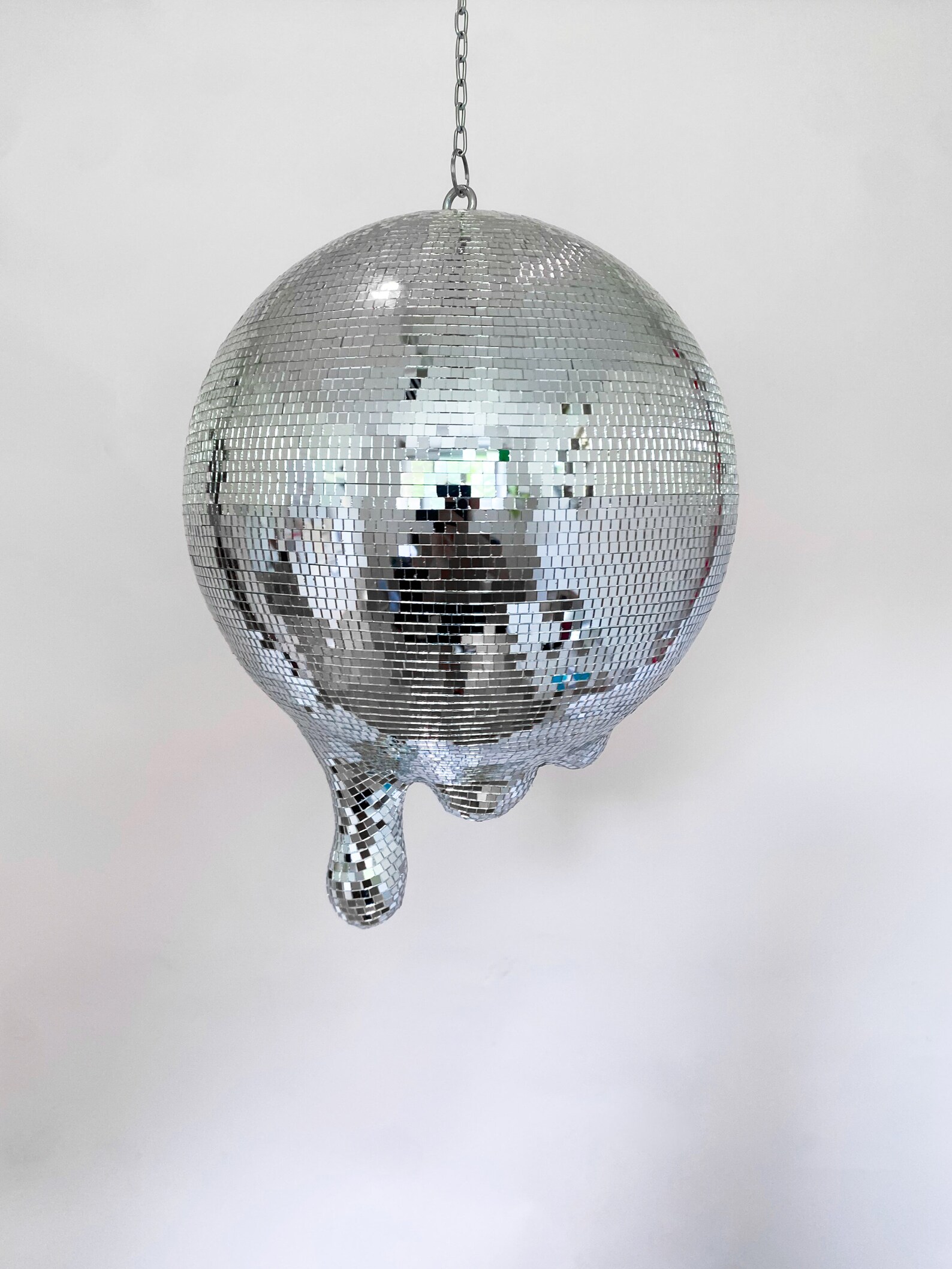 Melting Drippy Disco Ball,l Gold Mirrored Melted Designs Metallic, Home ...