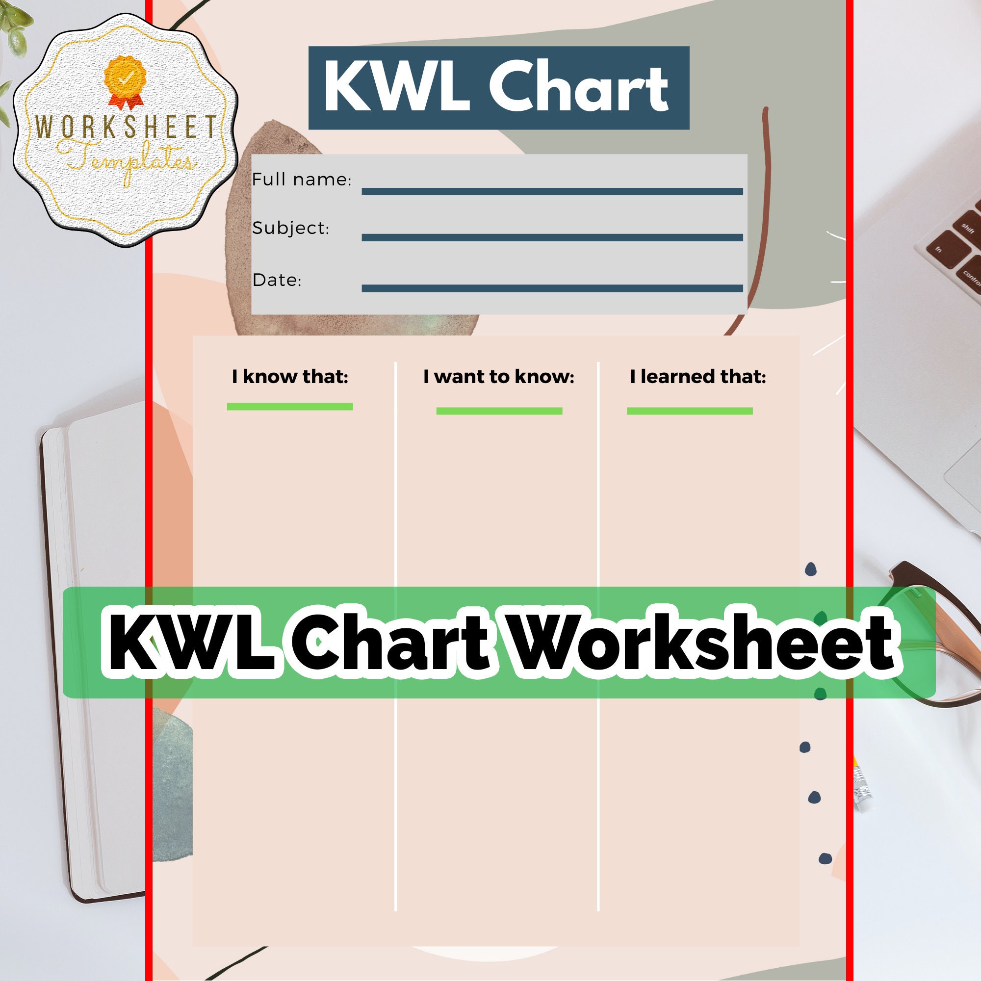 KWL Chart Worksheet Printable Template - Etsy