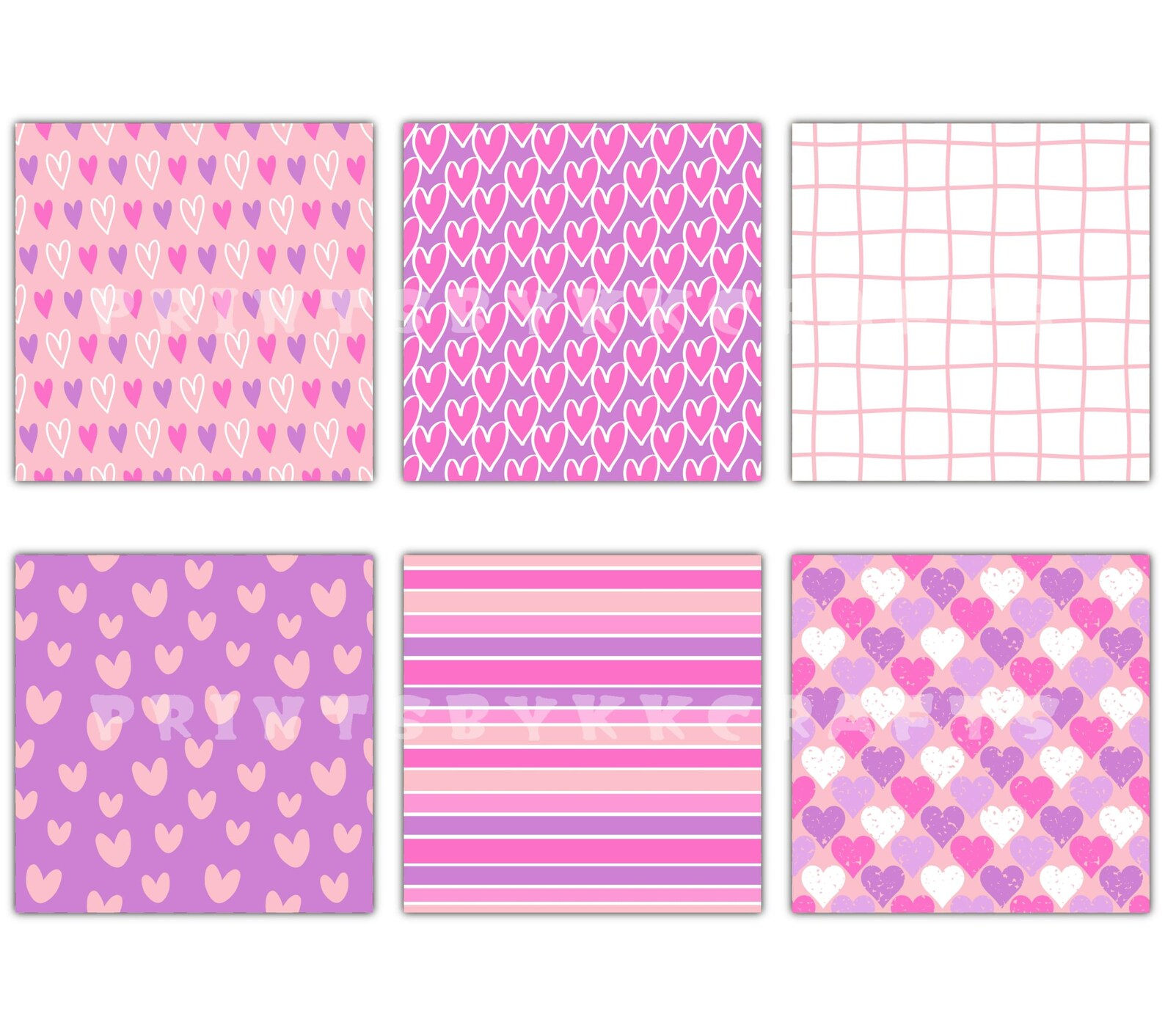 Purple and Pink Valentines Digital Paper, Seamless Repeat Printable ...