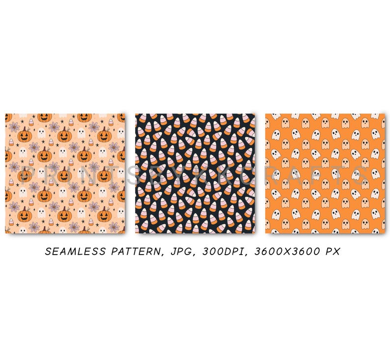 Orange Black Halloween Digital Paper, Pumpkin Seamless Patterns, Spooky ...