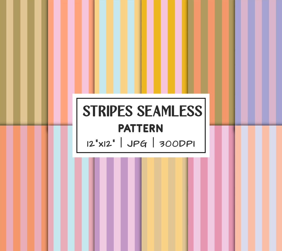 Stripes Digital Papers, Seamless Repeat Printable Patterns, Colorful ...