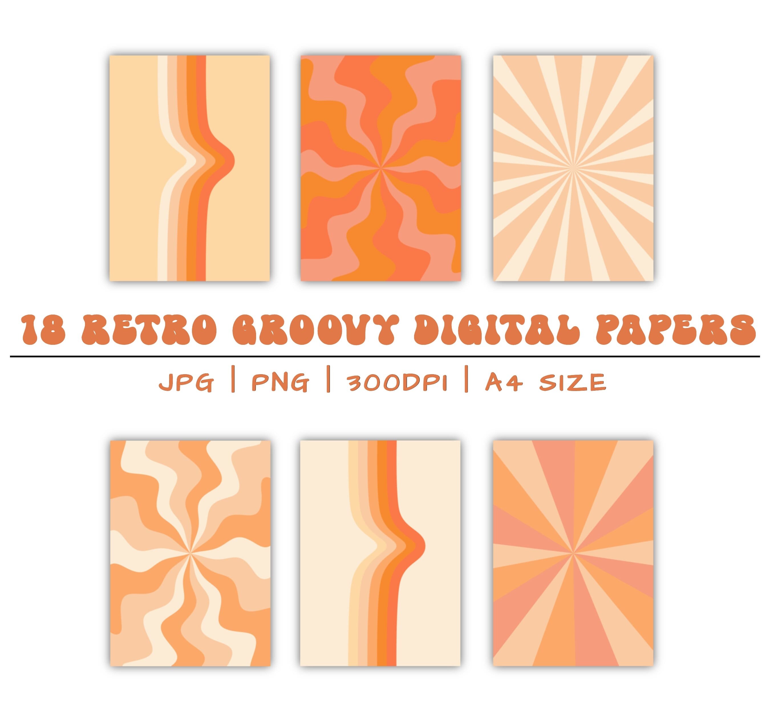 Retro Groovy Digital Papers, Jpg, Png, 70s Background, Commercial Use ...