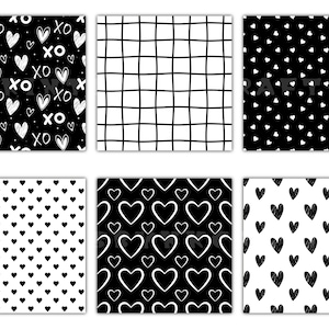 18 Black and White Valentines Digital Paper Pack, Seamless Repeat ...