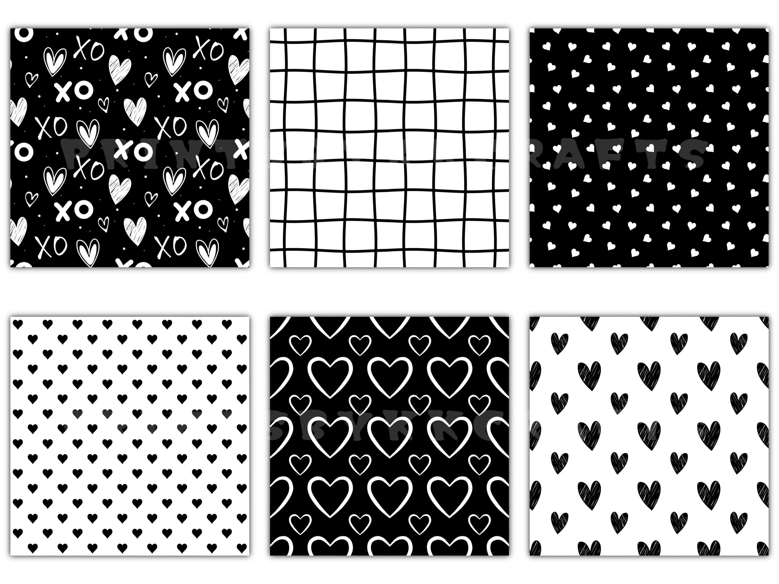 18 Black and White Valentines Digital Paper Pack, Seamless Repeat ...