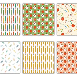 24 Back to School Digital Paper Pack, Seamless Repeat Printable Pattern ...
