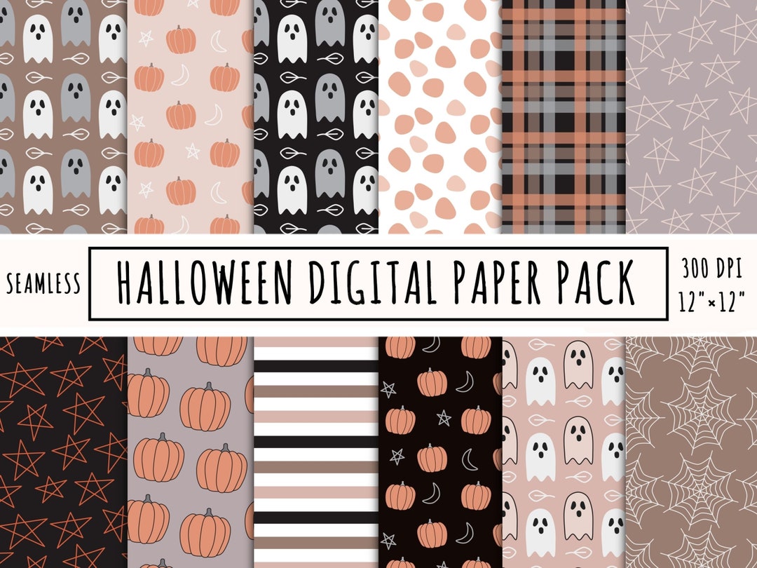 Cute Halloween Digital Paper Set, Jpeg, 300dpi, Seamless Repeat Digital ...