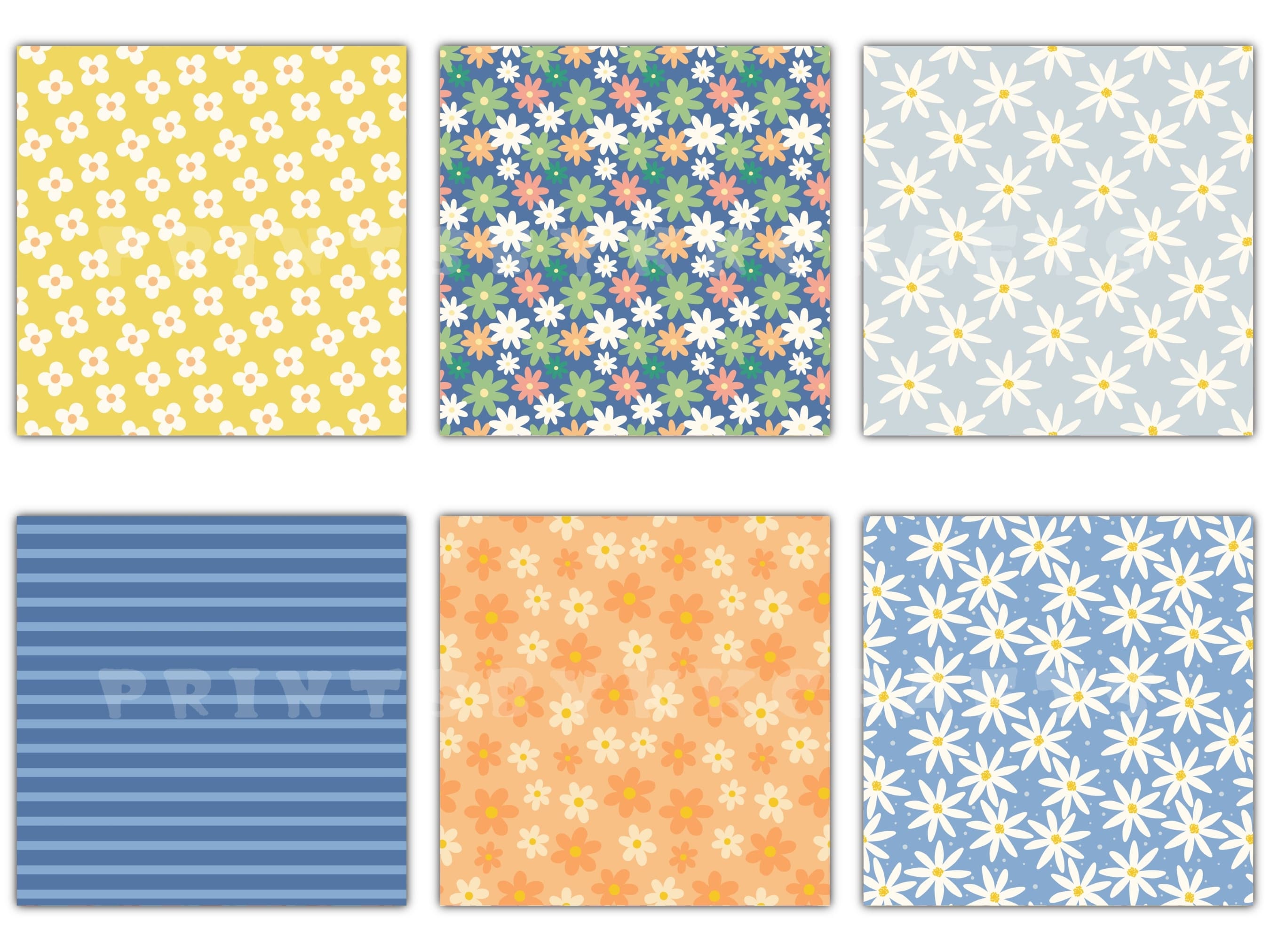 Floral Daisy Seamless Digital Paper, Printable Repeat Pattern, Flower ...