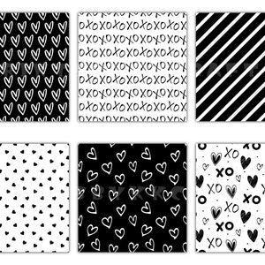 18 Black and White Valentines Digital Paper Pack, Seamless Repeat ...