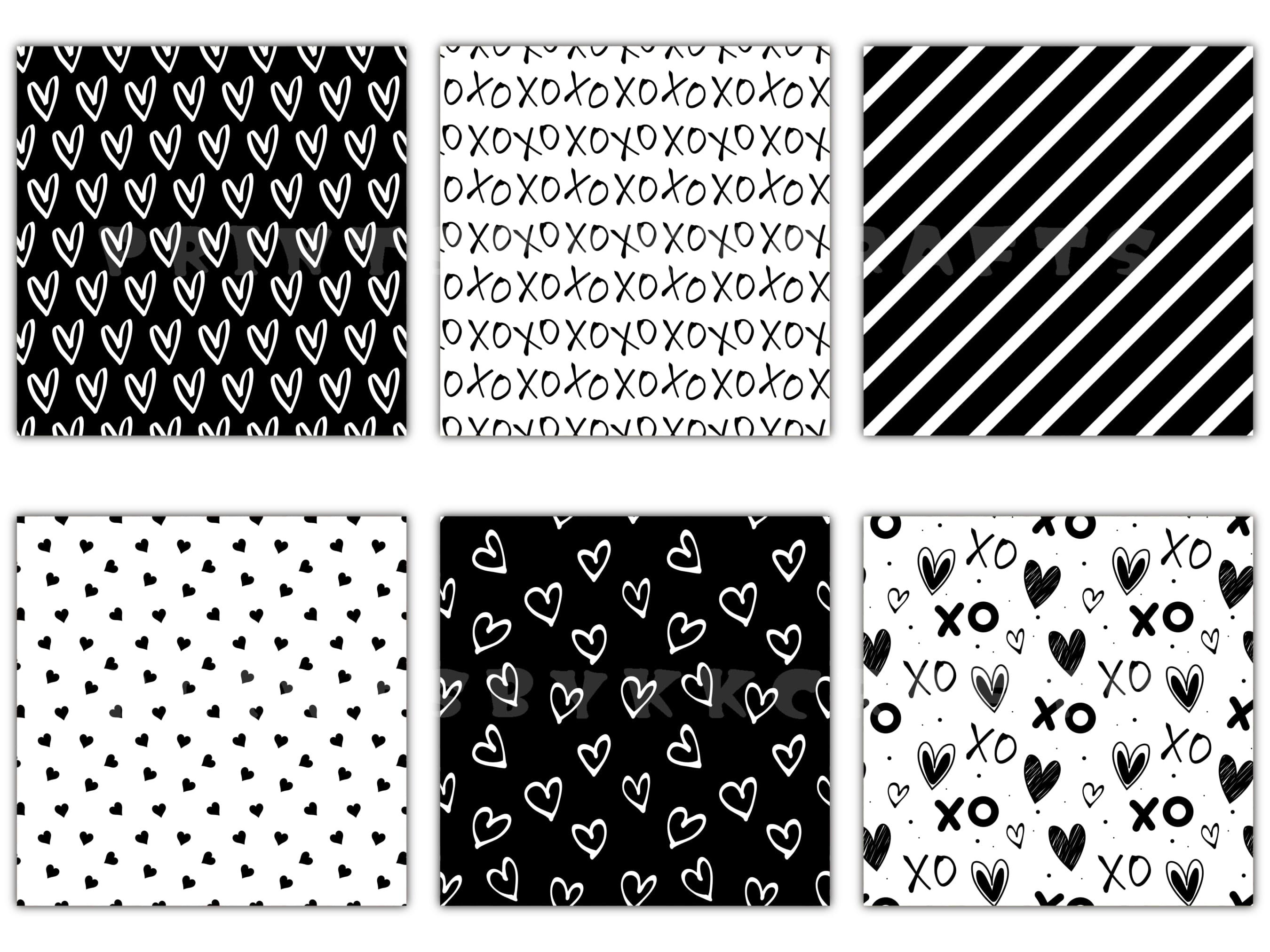 18 Black and White Valentines Digital Paper Pack, Seamless Repeat ...