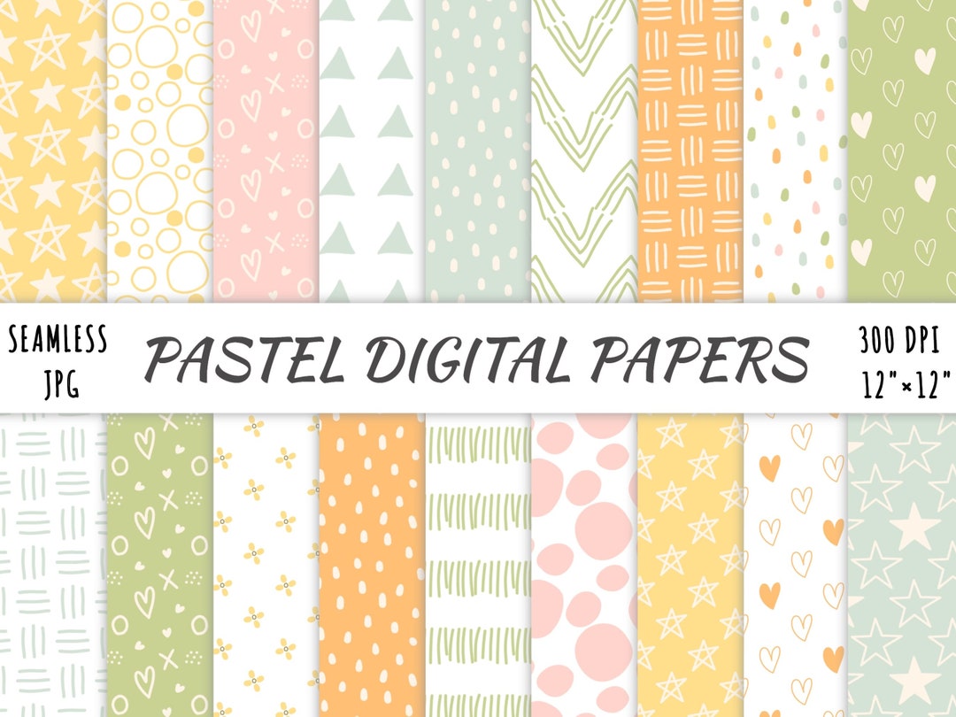 Boho Pastel Seamless Digital Paper Pack, Repeat Patterns, Instant ...