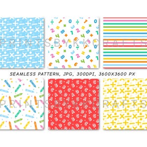 Back to School Digital Papers, Seamless Repeat Printable Pattern ...
