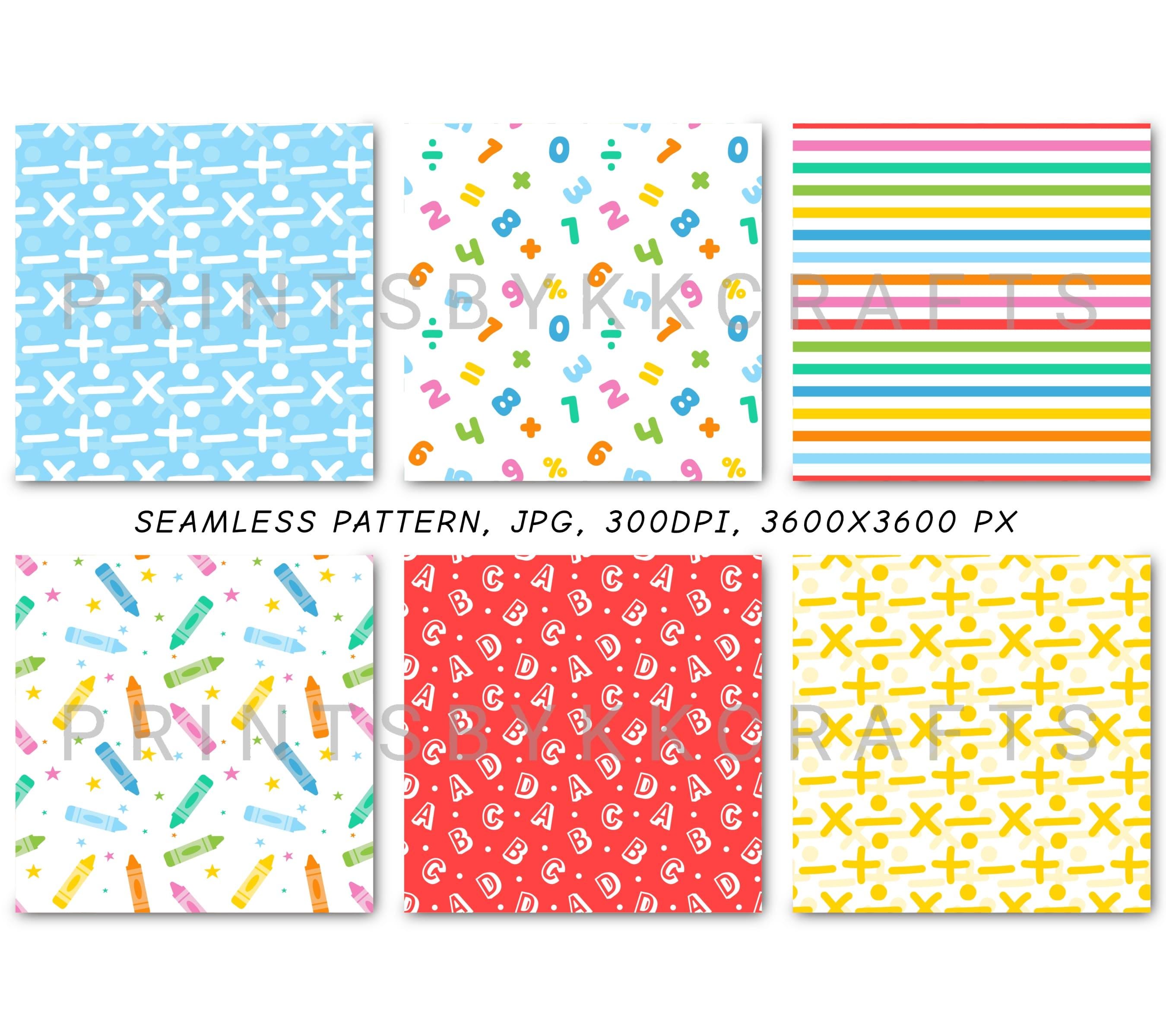Back to School Digital Papers, Seamless Repeat Printable Pattern ...