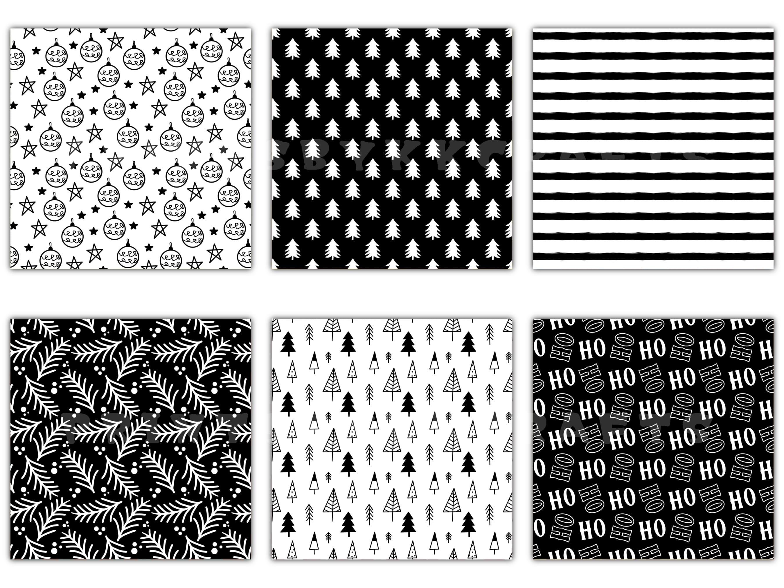 Black and White Christmas Digital Papers, Seamless Repeat Printable ...