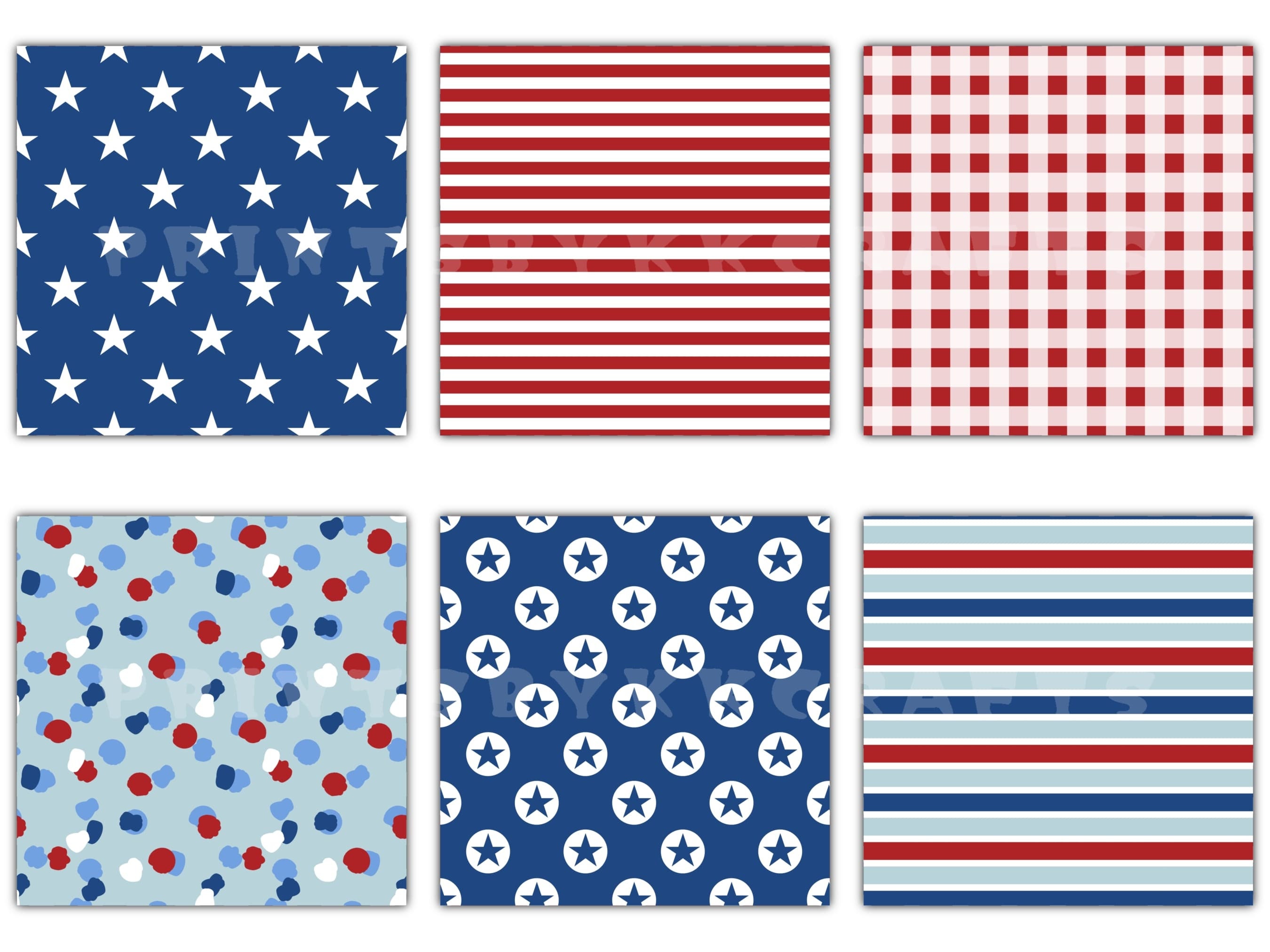 4th of July Digital Paper Pack, Seamless Repeat Printable Pattern ...