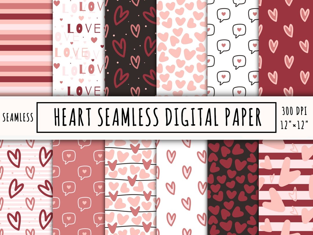 Valentine's Day Digital Paper Pack, Love Seamless Repeat Printable ...