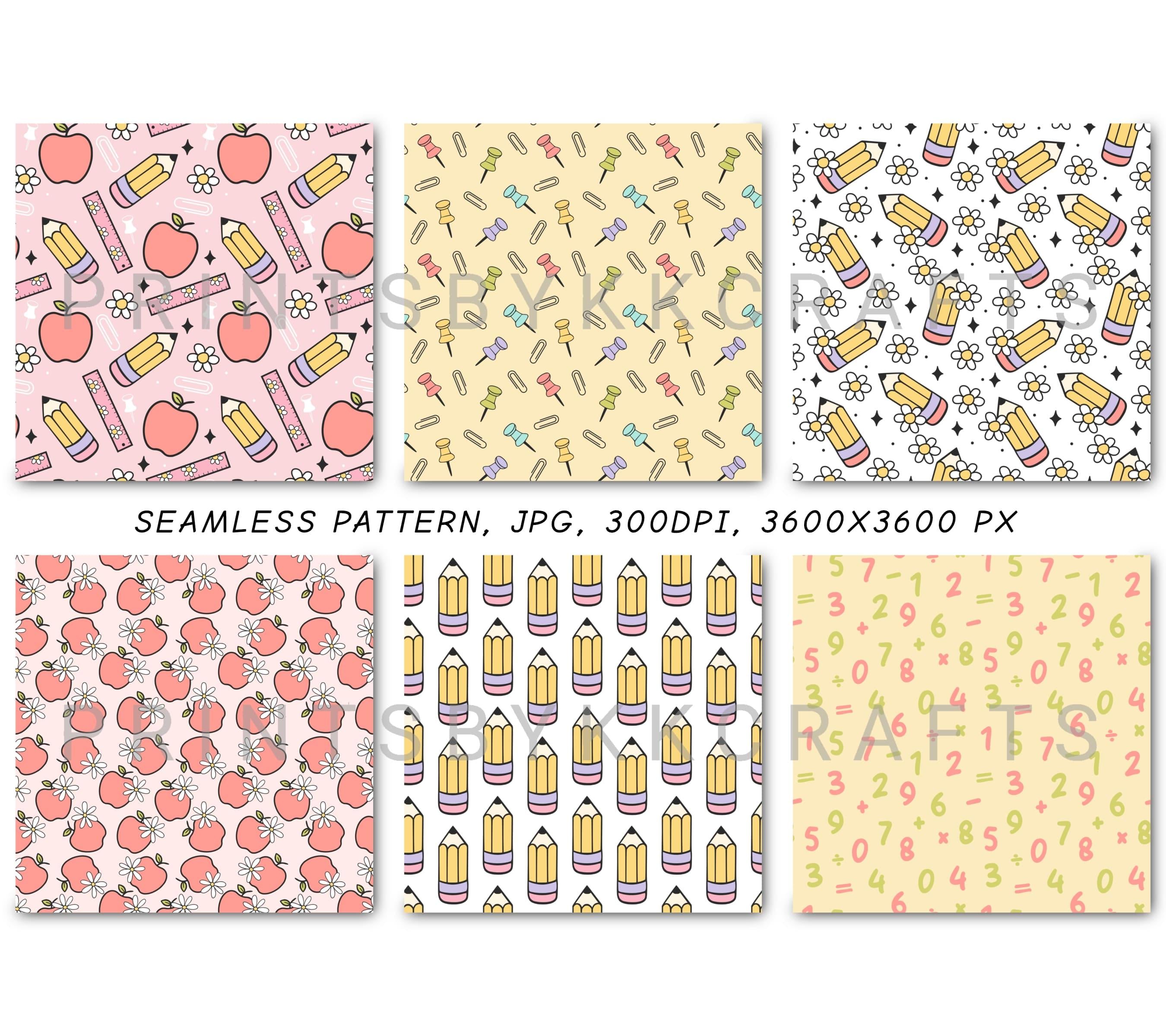 Back to School Digital Papers, Seamless Repeat Printable Pattern ...