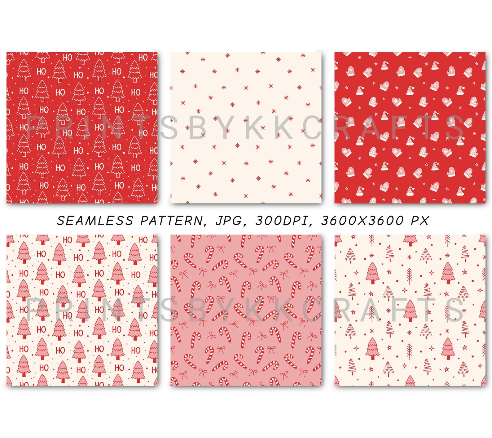 Red and Cream Christmas Digital Paper, Seamless Repeat Printable ...