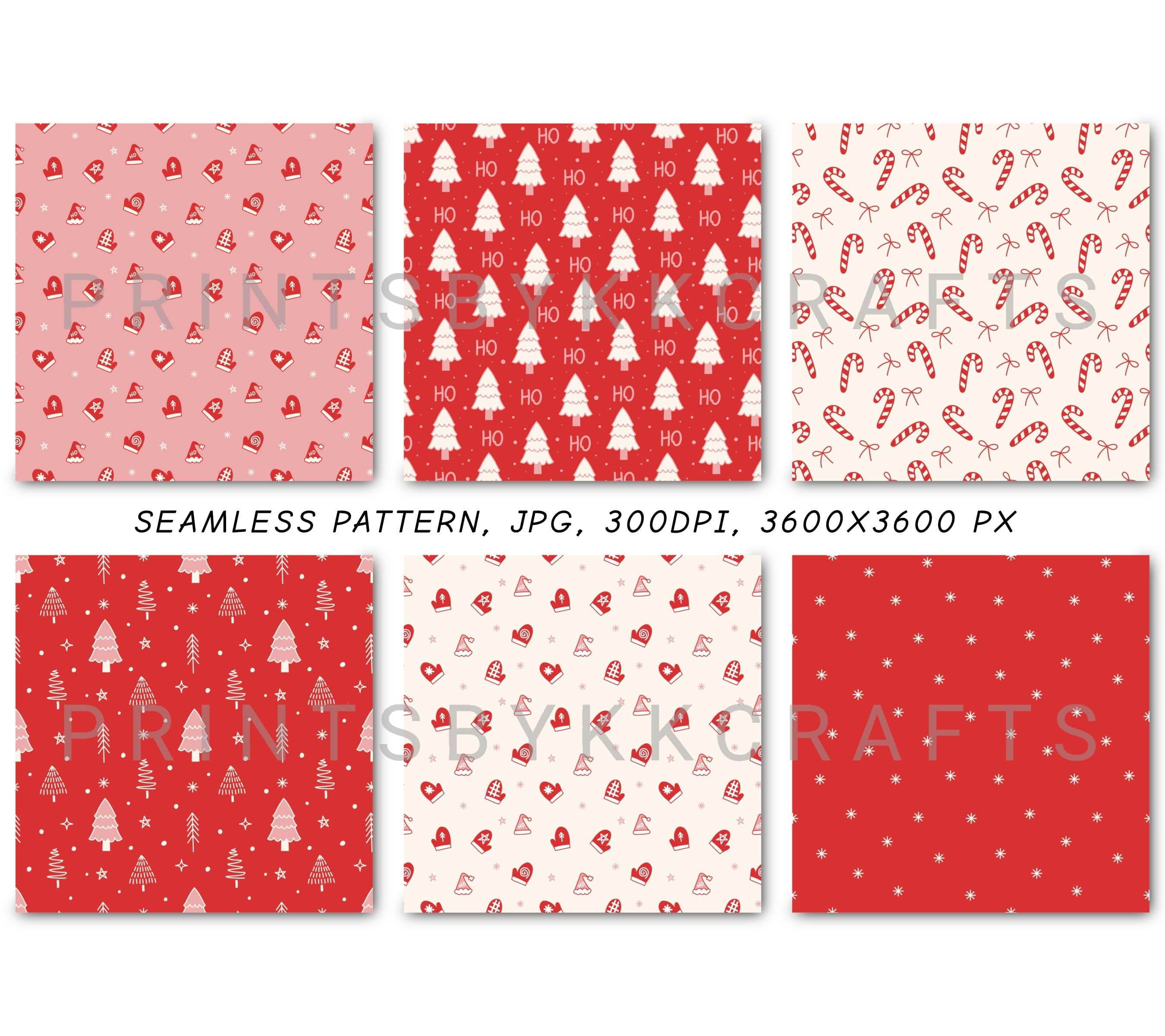 Red and Cream Christmas Digital Paper, Seamless Repeat Printable ...